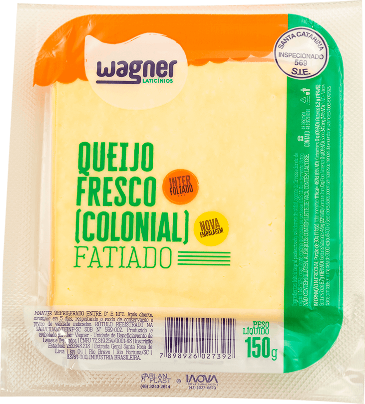 Queijo Fresco (Colonial) Fatiado 150 g | Laticínios Wagner