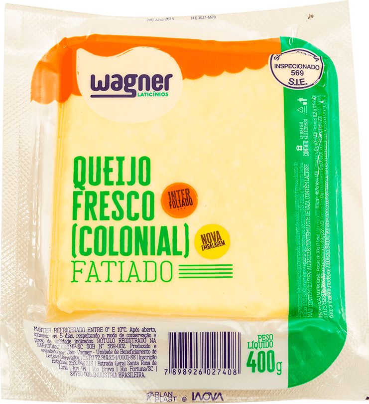 Queijo Fresco (Colonial) Fatiado 400 g | Laticínios Wagner